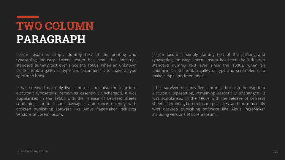 Red Aesthetics Two Column Paragraphs Design - Free Google Slides Templates
